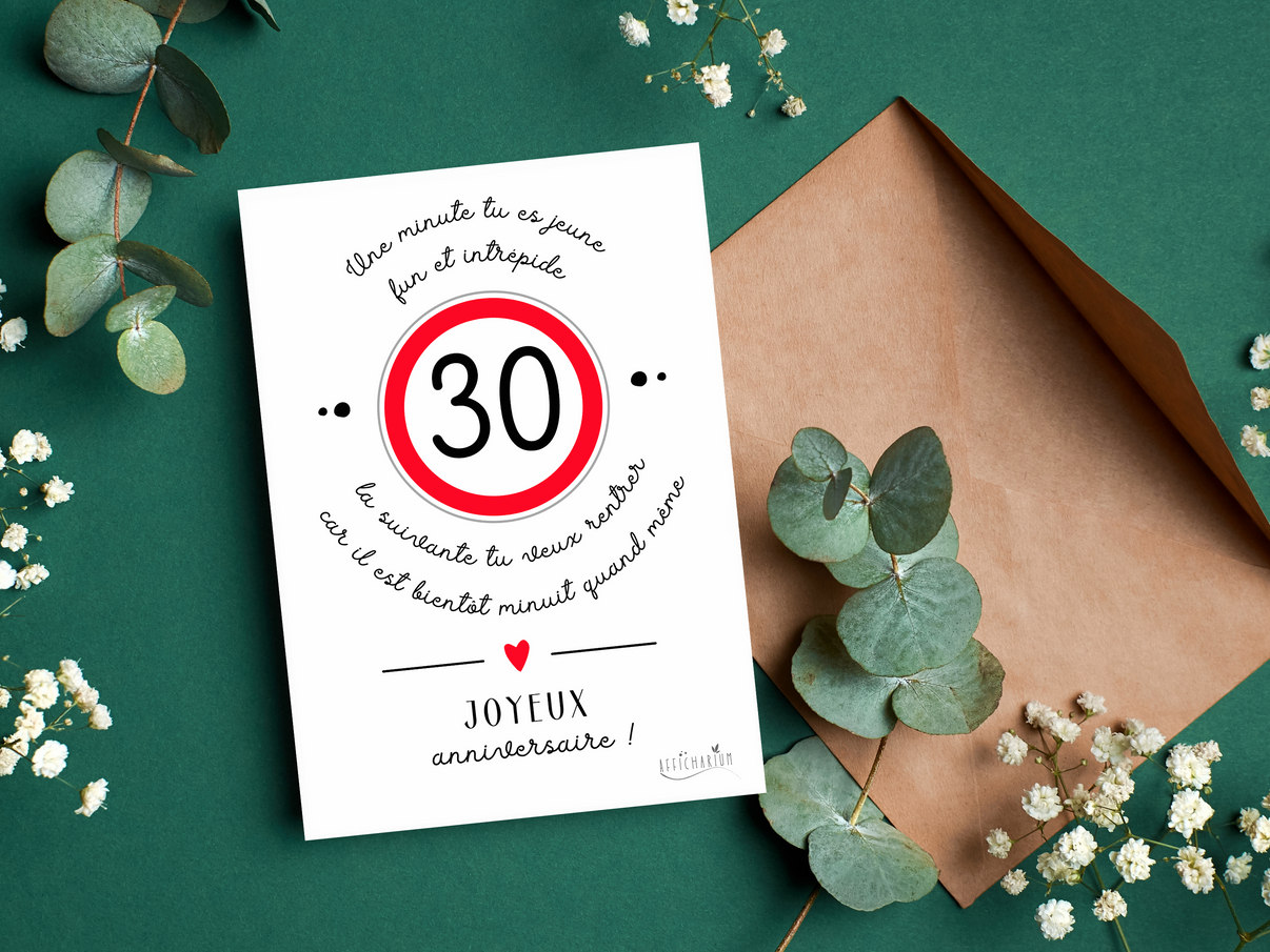 Carte joyeux anniversaire humour - 30 ans – Afficharium